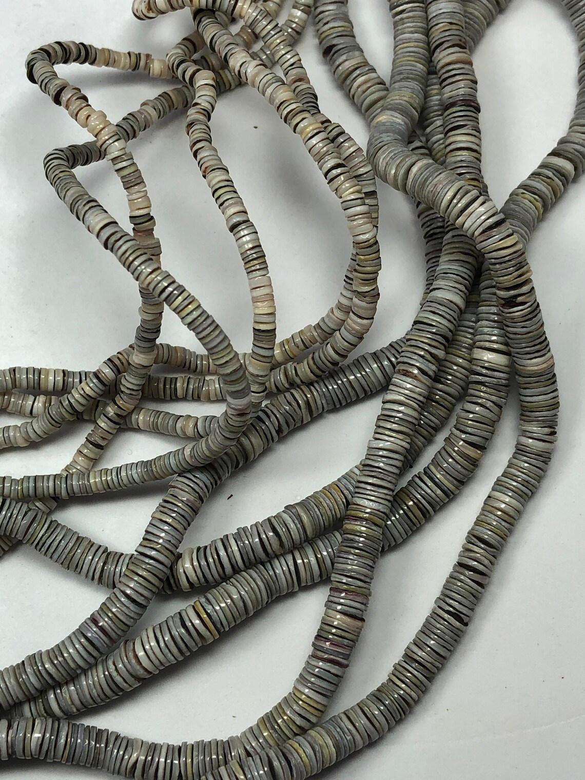 Green-lipped Mussel Shell Heishi Beads. Long 24" Strands of Heishi ...