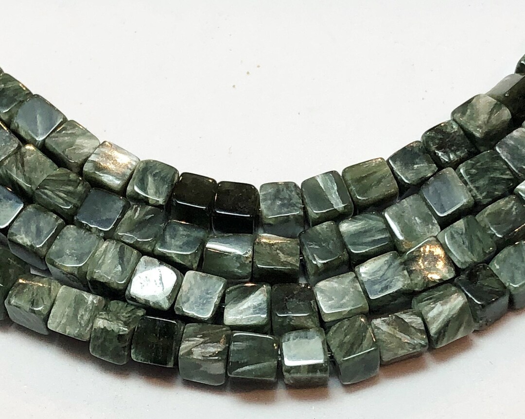 4mm Cube Green Russian Seraphinite Gemstone Beads. Full - Etsy