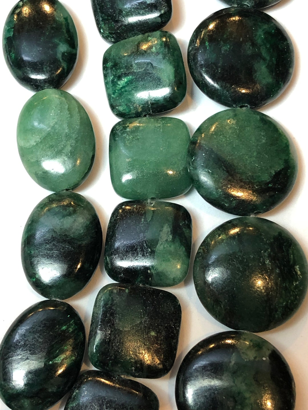 North Burma Green Mawsitsit Jade-albite Gemstone Beads. Full 15" Strand ...