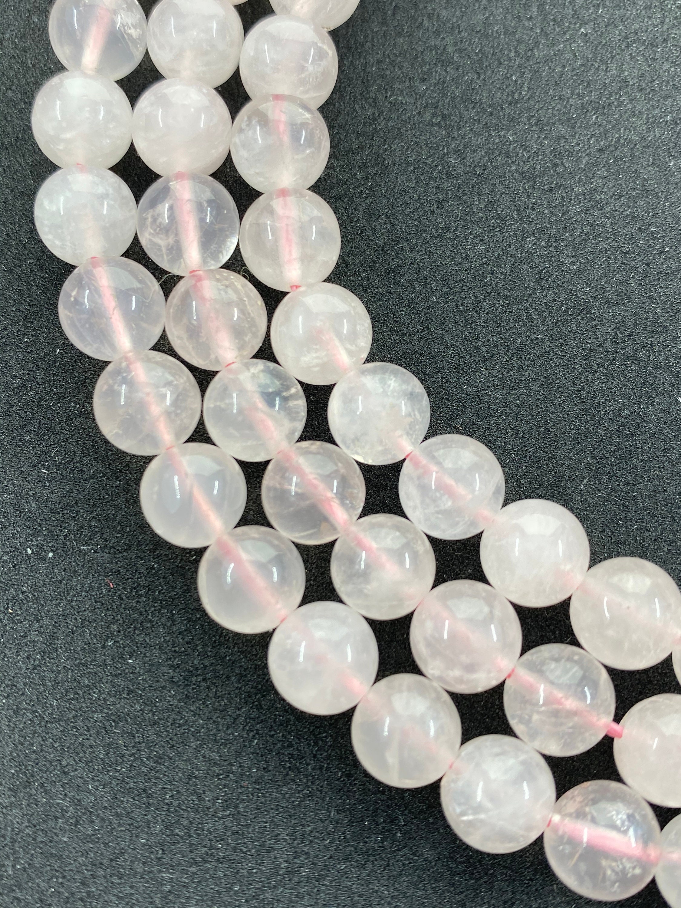 8mm Translucent Rose Quartz Beads. 15” Strand of Round Beads, About 48 ...