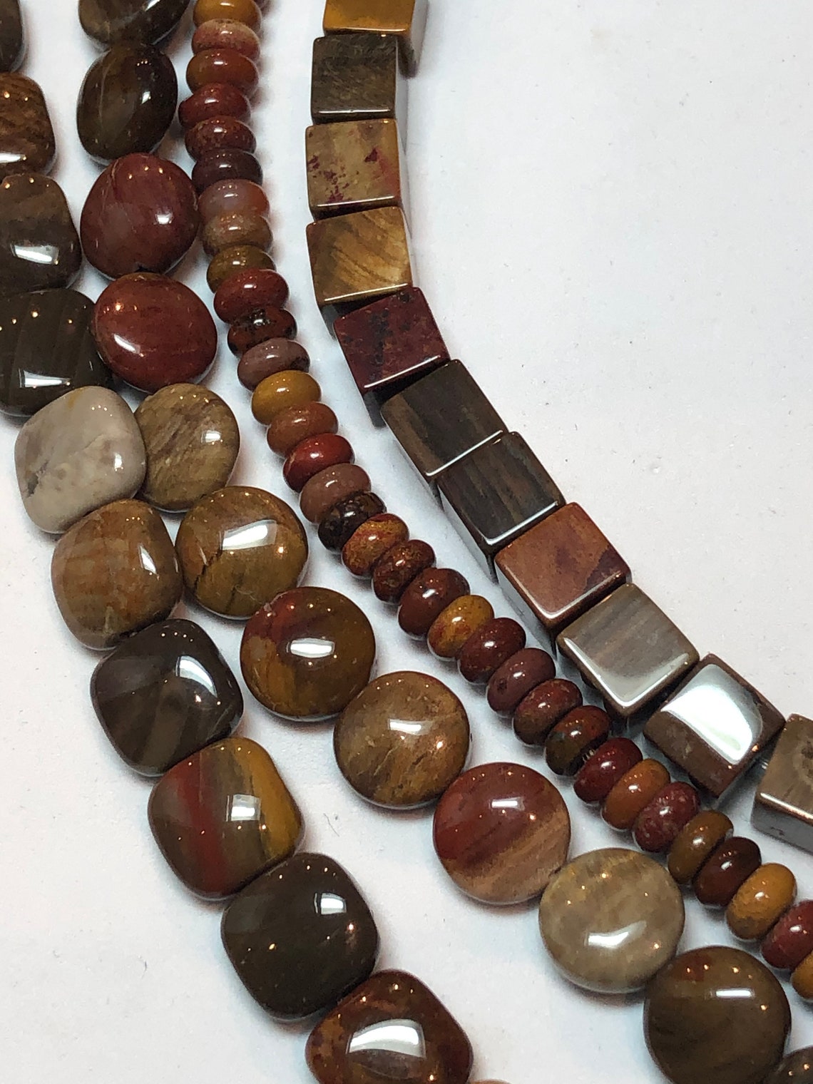 Petrified Wood Gemstone Beads in 4 Shapes: 8mm Square, 8mm Coin, 4mm ...