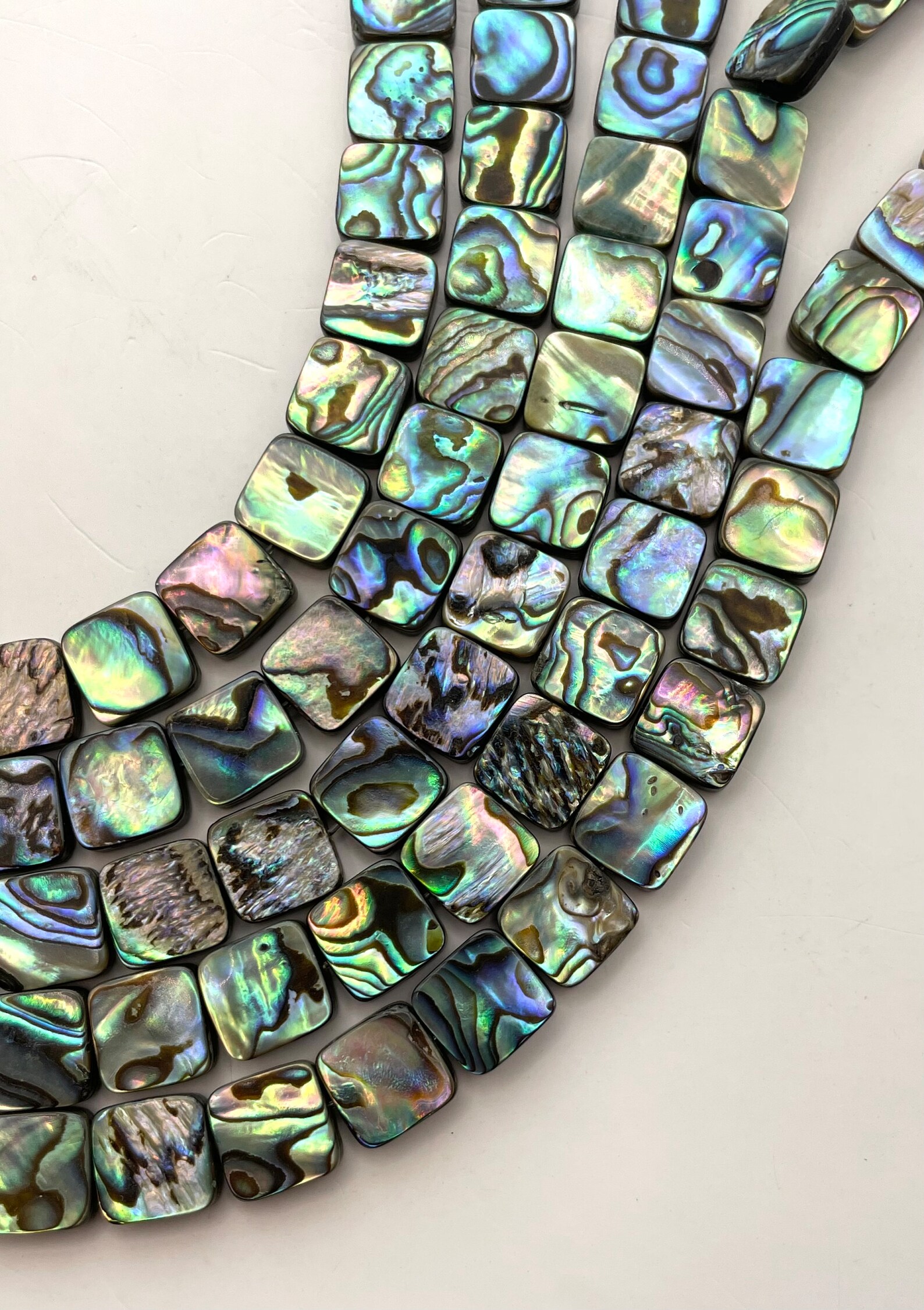 10mm Square Shaped Abalone Shell Beads. Full 15