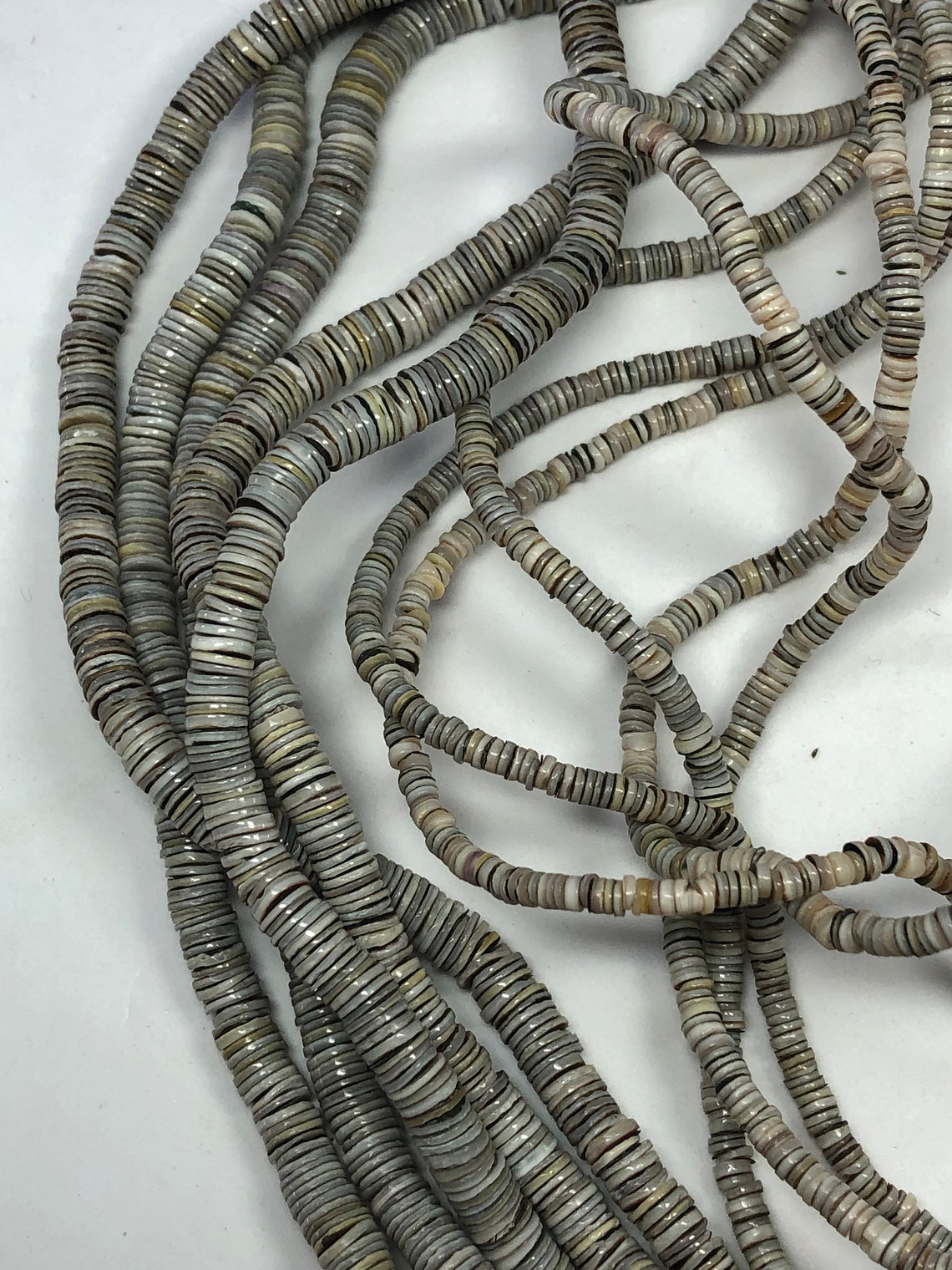 Green-lipped Mussel Shell Heishi Beads. Long 24" Strands of Heishi ...