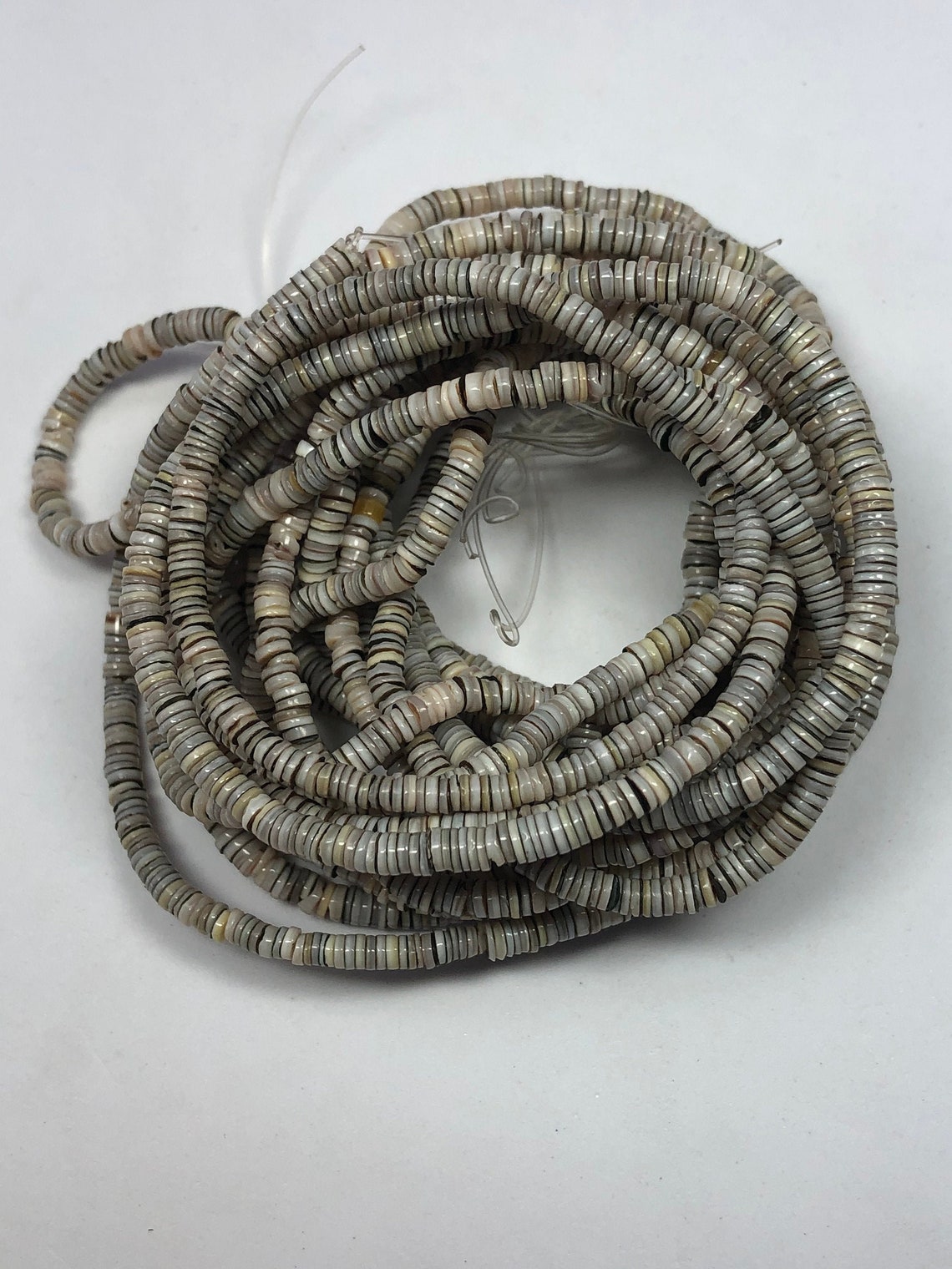 Green-lipped Mussel Shell Heishi Beads. Long 24" Strands of Heishi ...