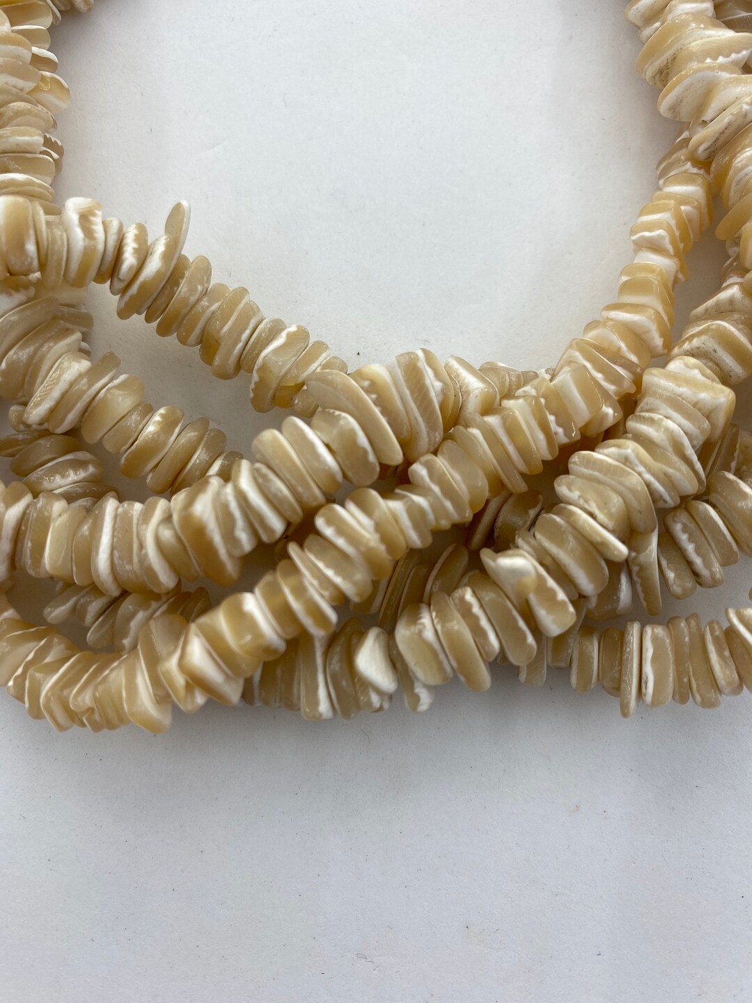 Mother of Pearl Chunky Chip Beads. 16” Strands of 10-12mm Cream MOP ...