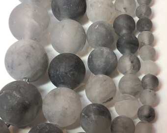 Faceted Round Natural Cloudy Crystal Quartz Gemstone Beads. | Etsy