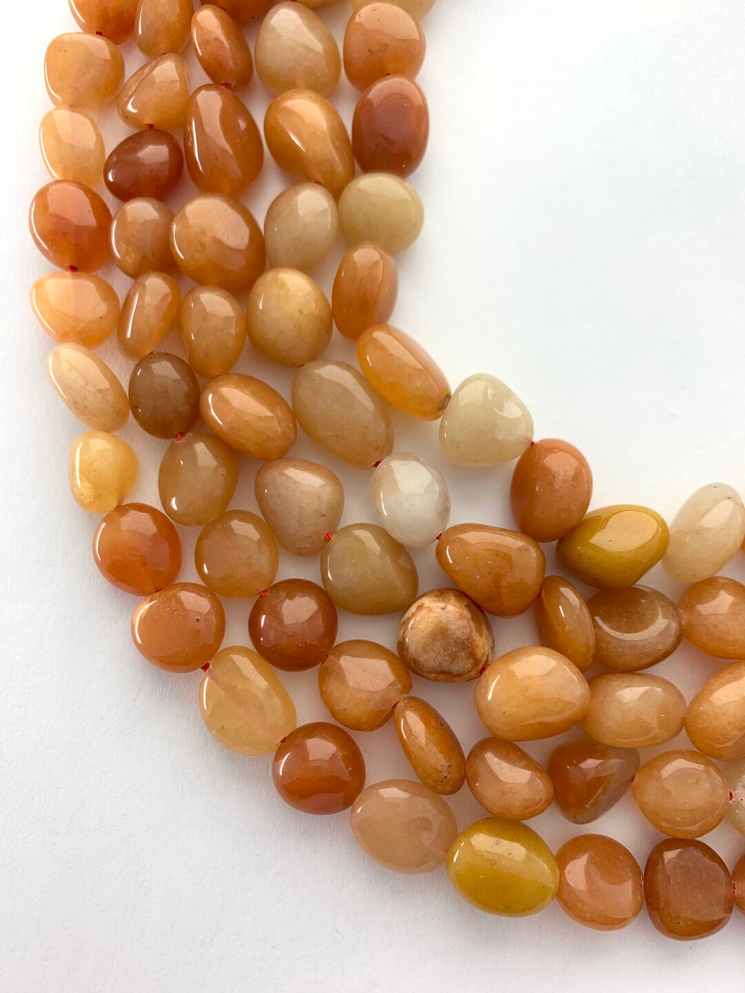10-14mm Peach Aventurine Nugget Gemstone Beads. 15” Strand of Mixed ...