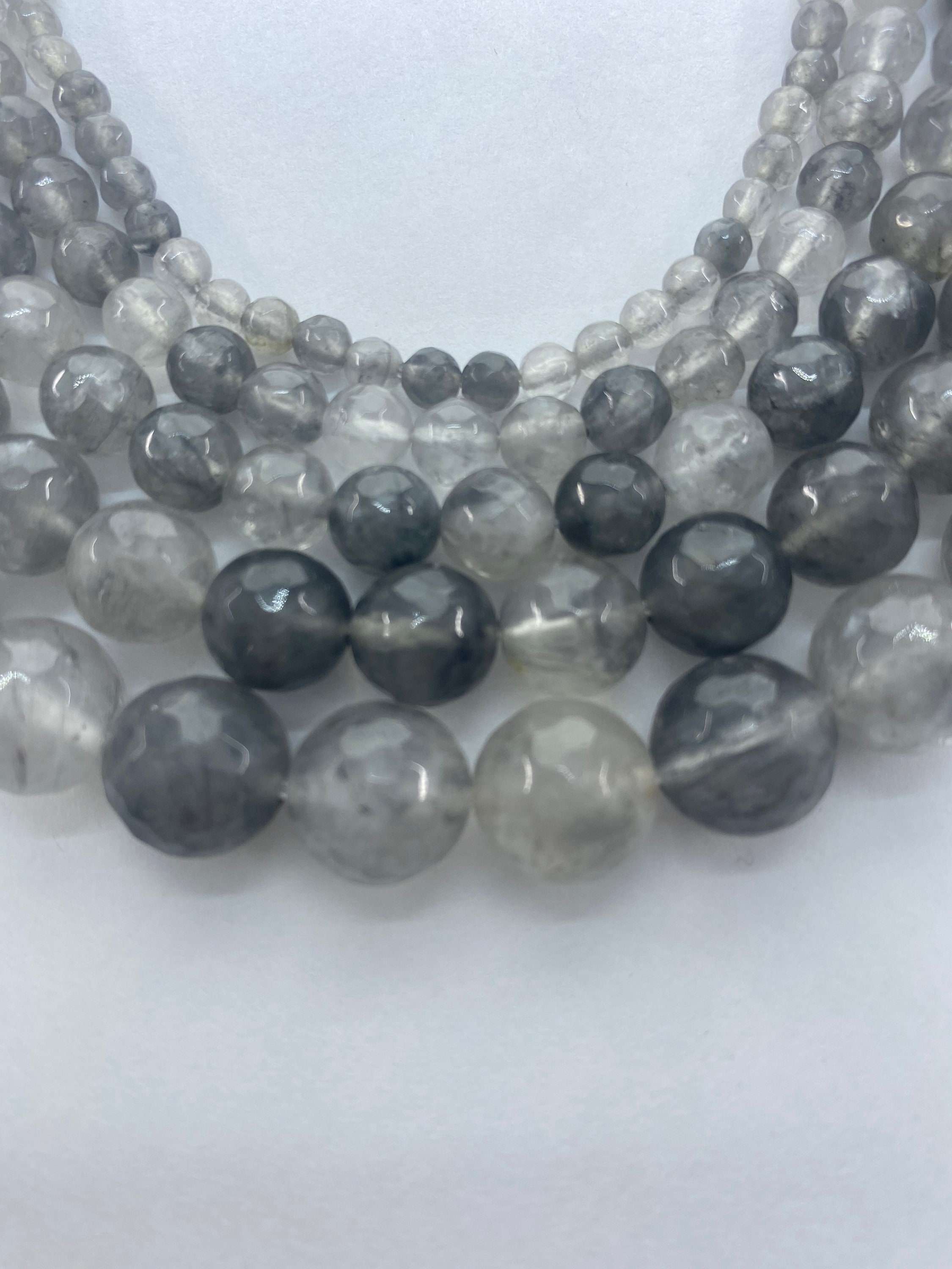 Faceted Round Natural Cloudy Crystal Quartz Gemstone Beads. - Etsy