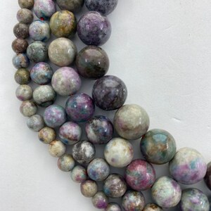 Ruby in Fuschite Gemstone Beads. 15” Strands of Round Beads, Available ...