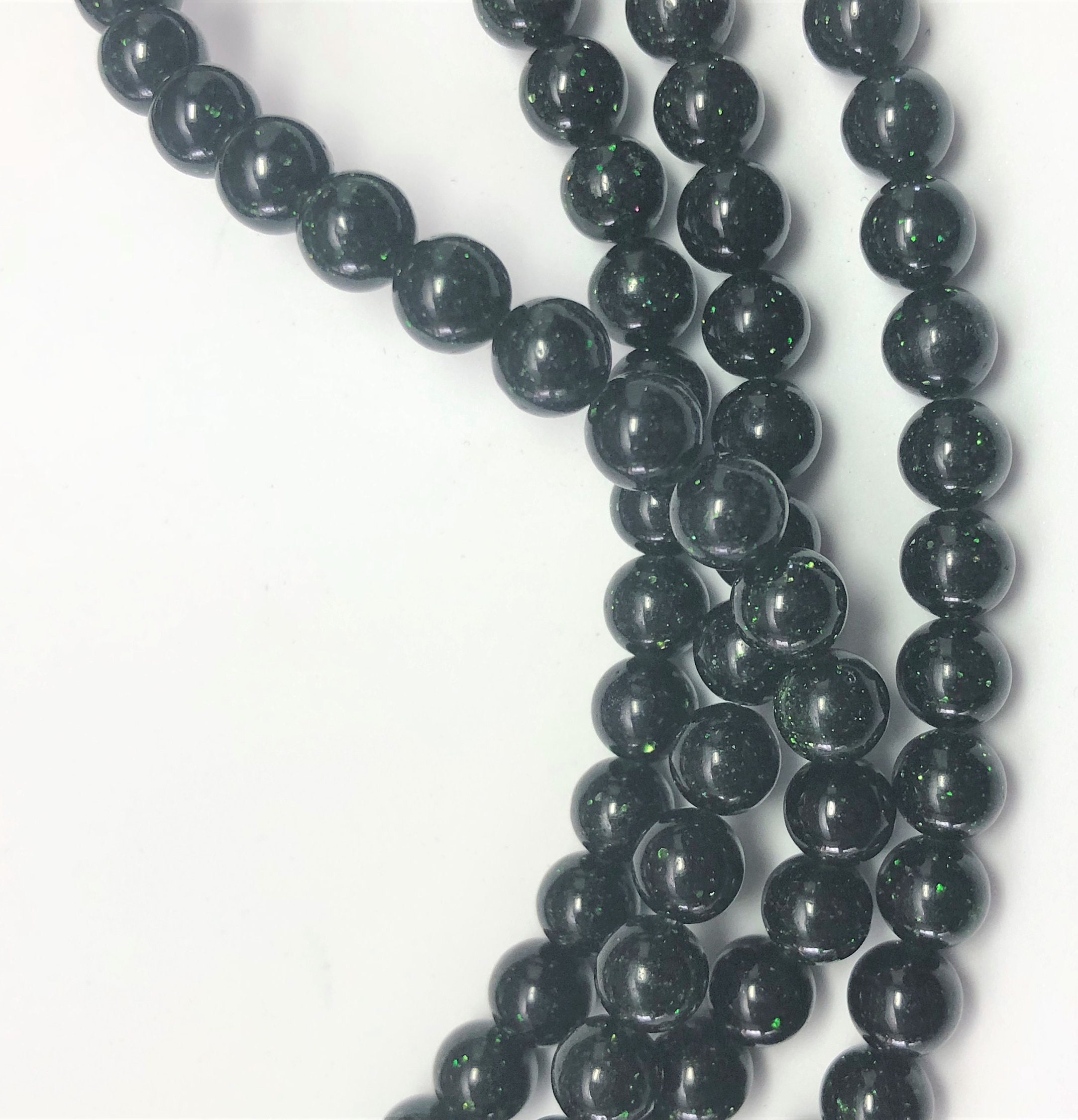 6mm Dark Green Goldstone Gemstone Beads. Full 15 Inch Strand of AA/AAA ...