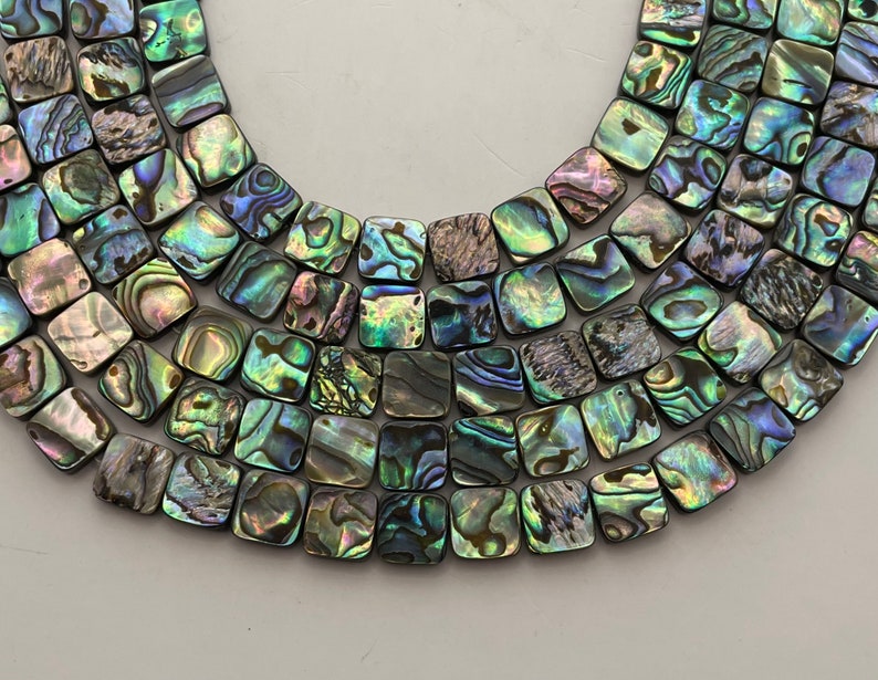 10mm Square Shaped Abalone Shell Beads. Full 15