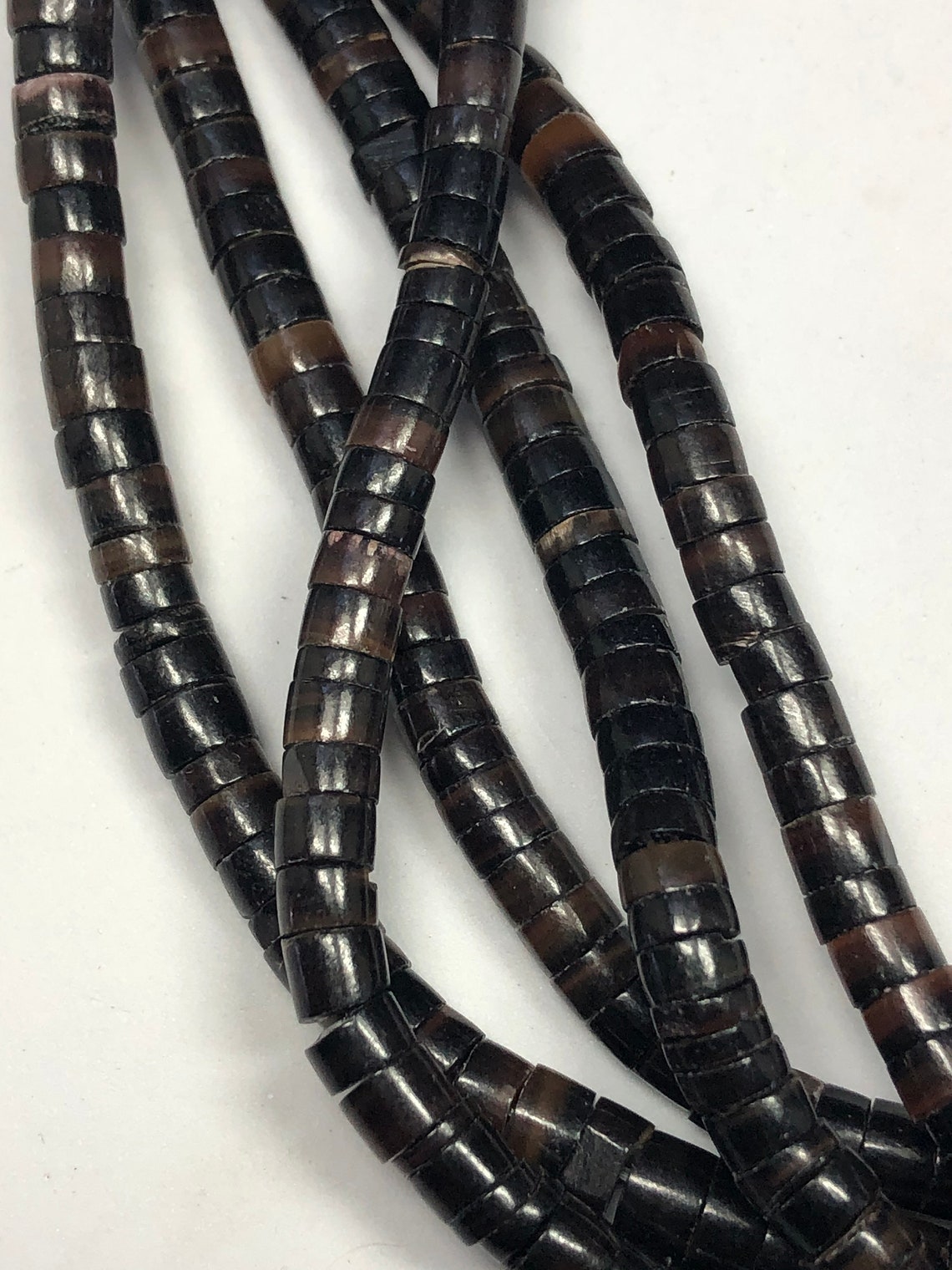 Black Pen Shell Heishi Beads. Long 24" Strands of Heishi Hammer Shell ...