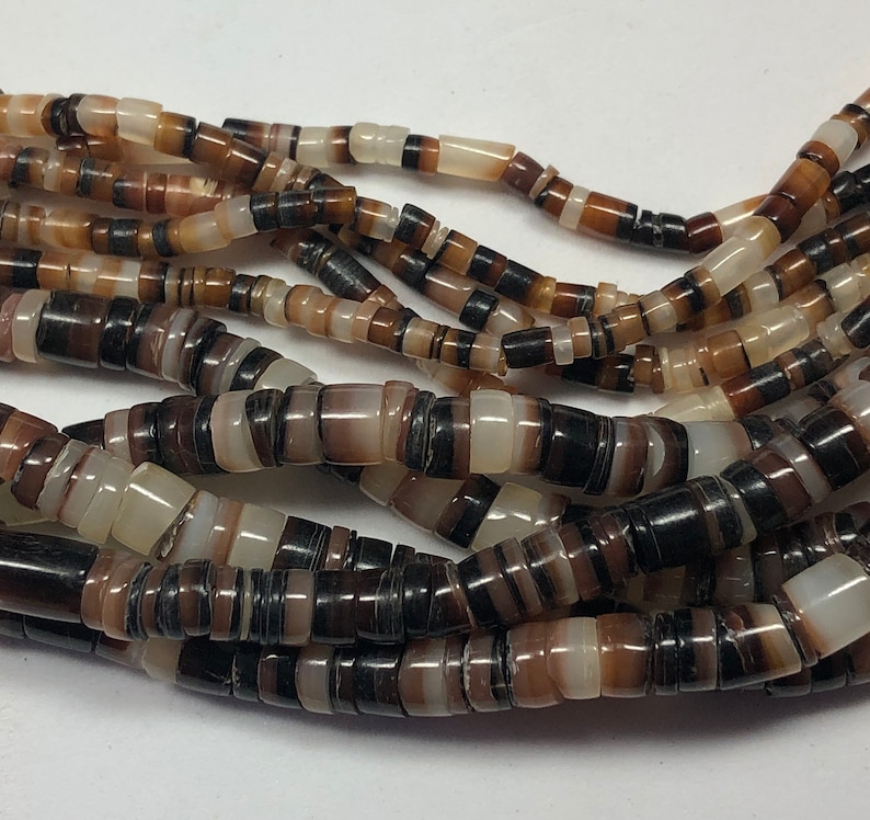 Brown Lip Snail Shell Heishi Beads. Long 24" Strands of Heishi Shell ...