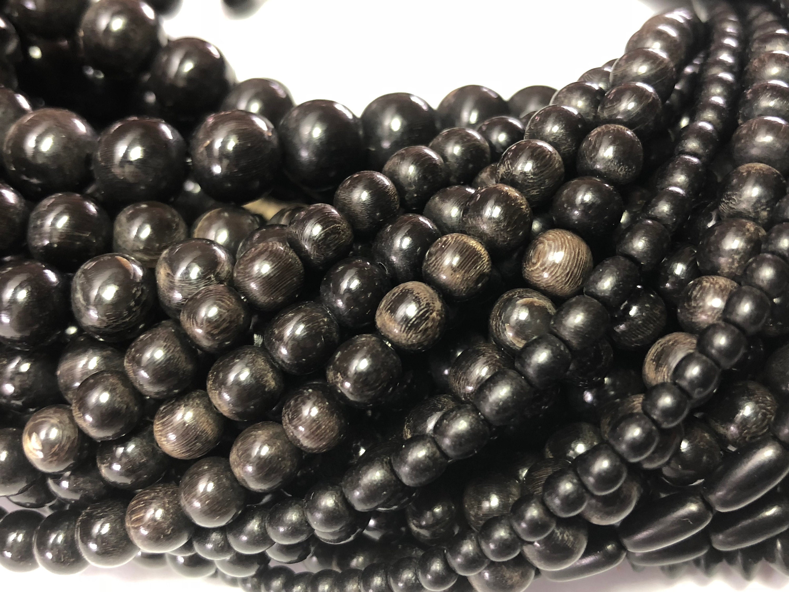 16" Strand of Black Horn Beads. Carabao Horn Beads Hand Made in the ...