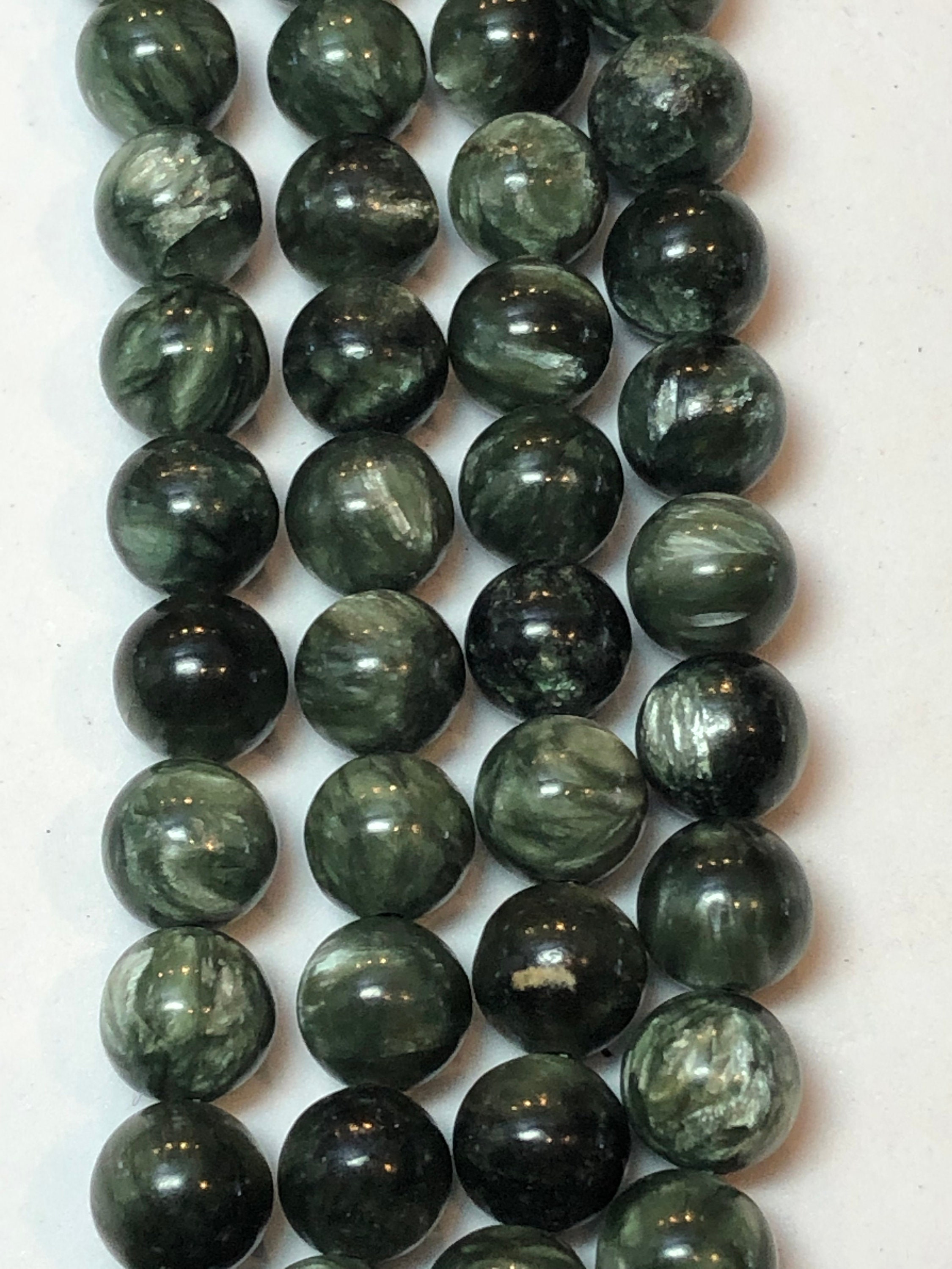 7mm Green Russian Seraphinite Gemstone Beads. Full 15 - Etsy