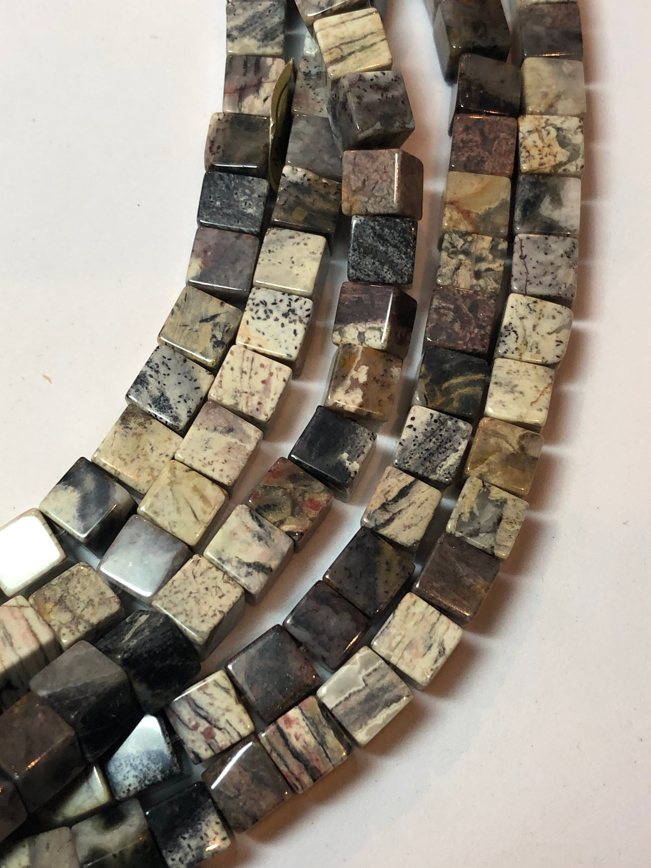 6mm Cube Silver Leaf Jasper Gemstone Beads. Full Strand of | Etsy