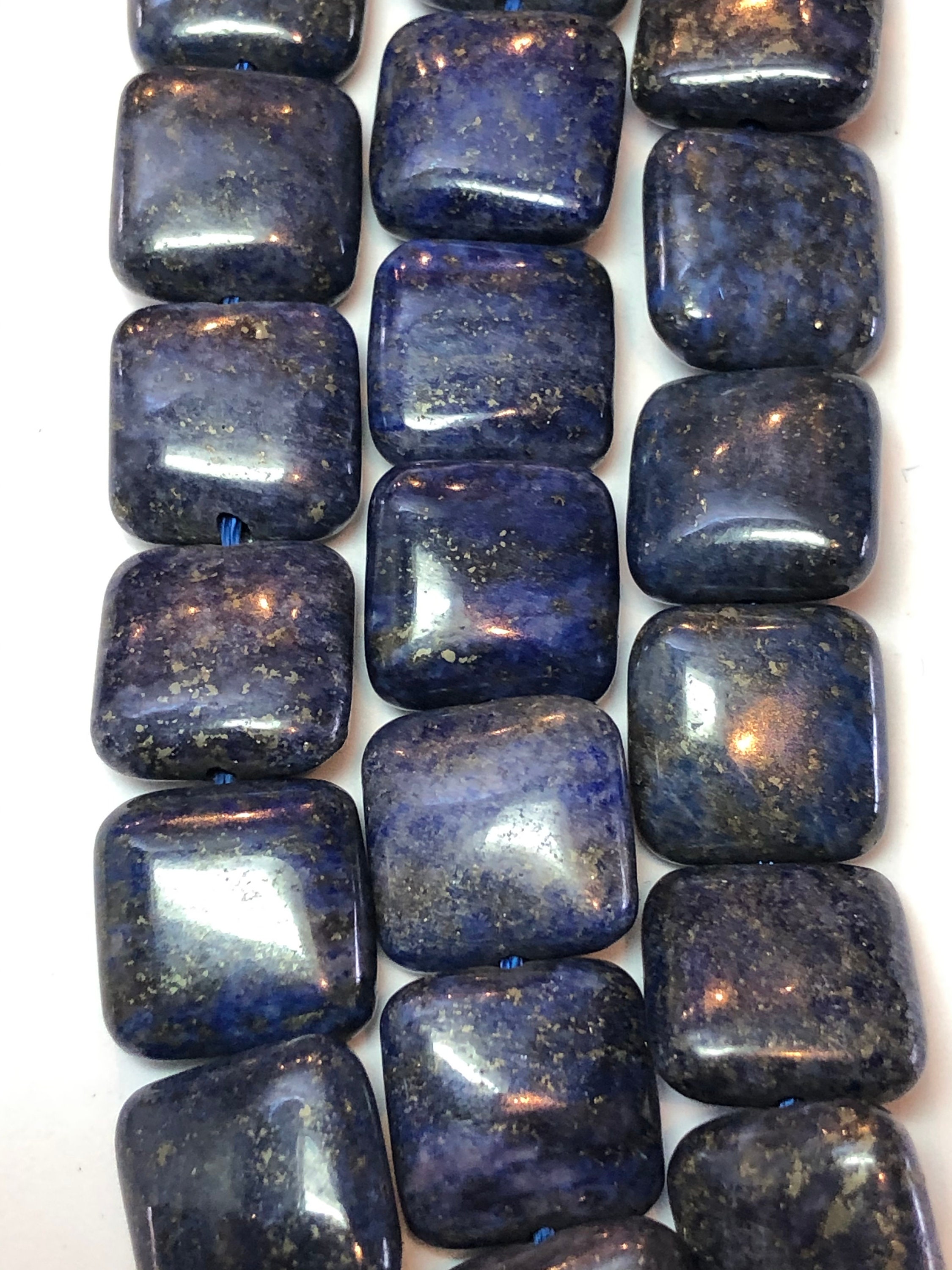 12mm Puff Square Lapis Lazuli Gemstone Beads. Full 16 | Etsy