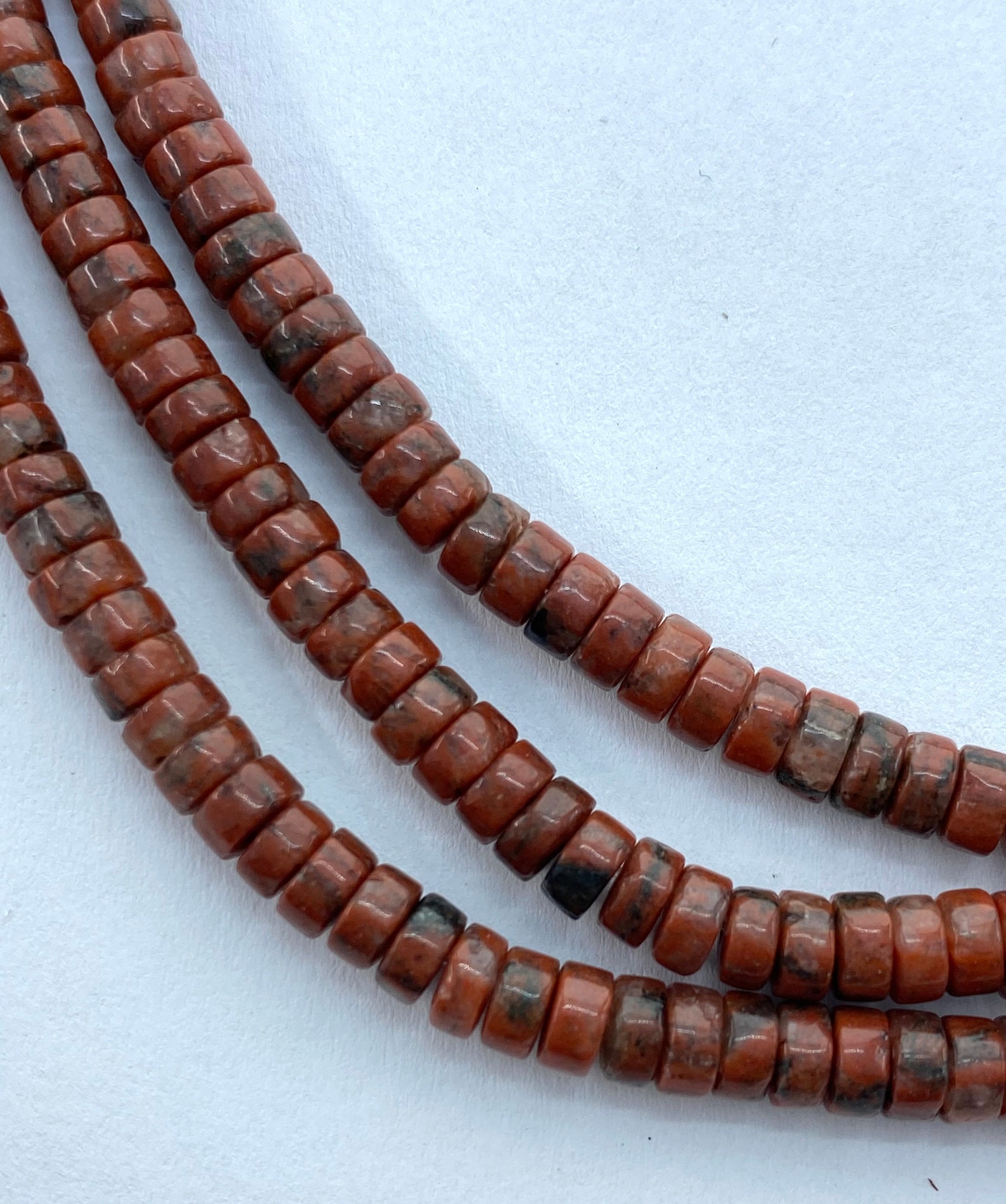 African Red Jasper Heishi Gemstone Beads. 15” Strand of Deep Red Heishi ...