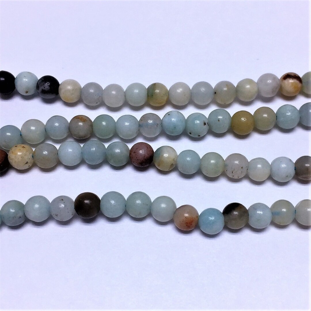 4mm Mixed Amazonite Gemstone Beads. Full 15" Strand of Round Beads ...