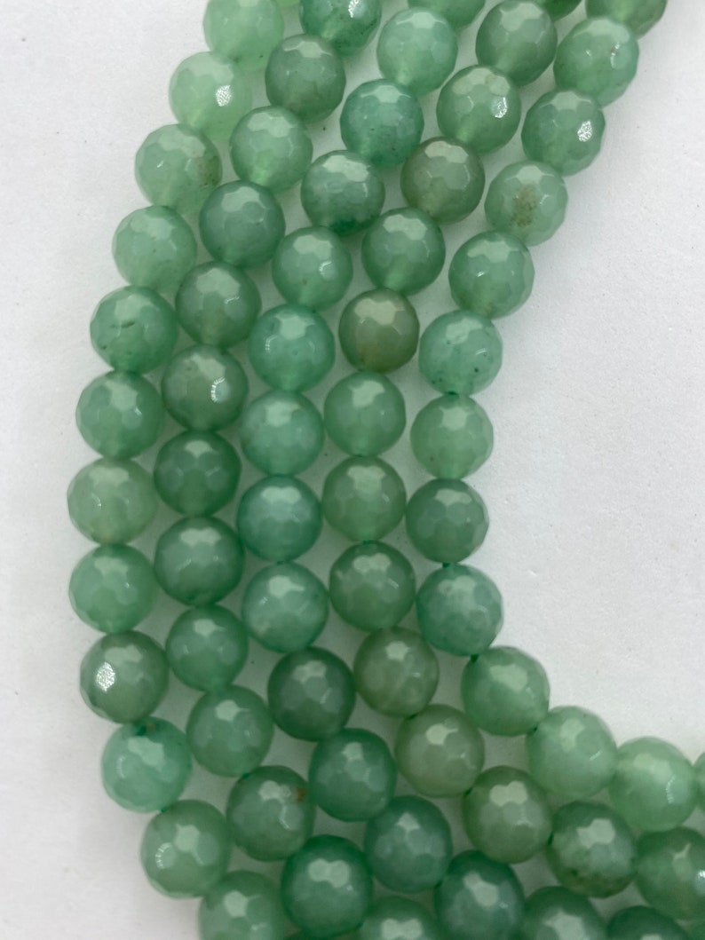 8mm Faceted Green Aventurine Gemstone Beads. Full 15 | Etsy
