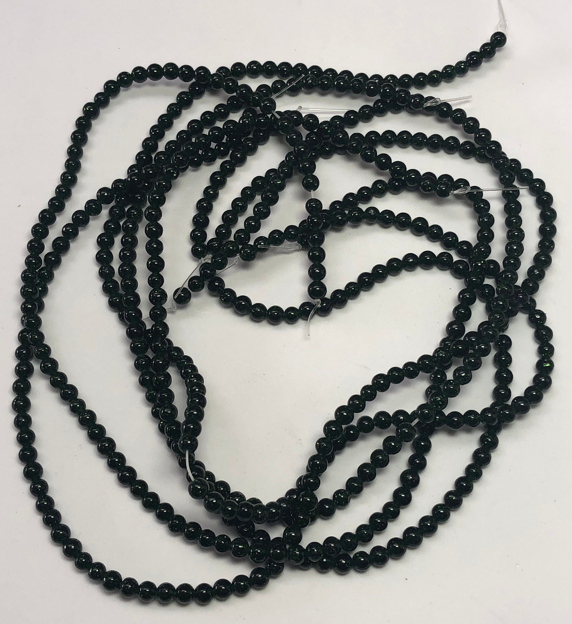 4mm Dark Green Goldstone Gemstone Beads. Full 15 Inch Strand of AA/AAA ...