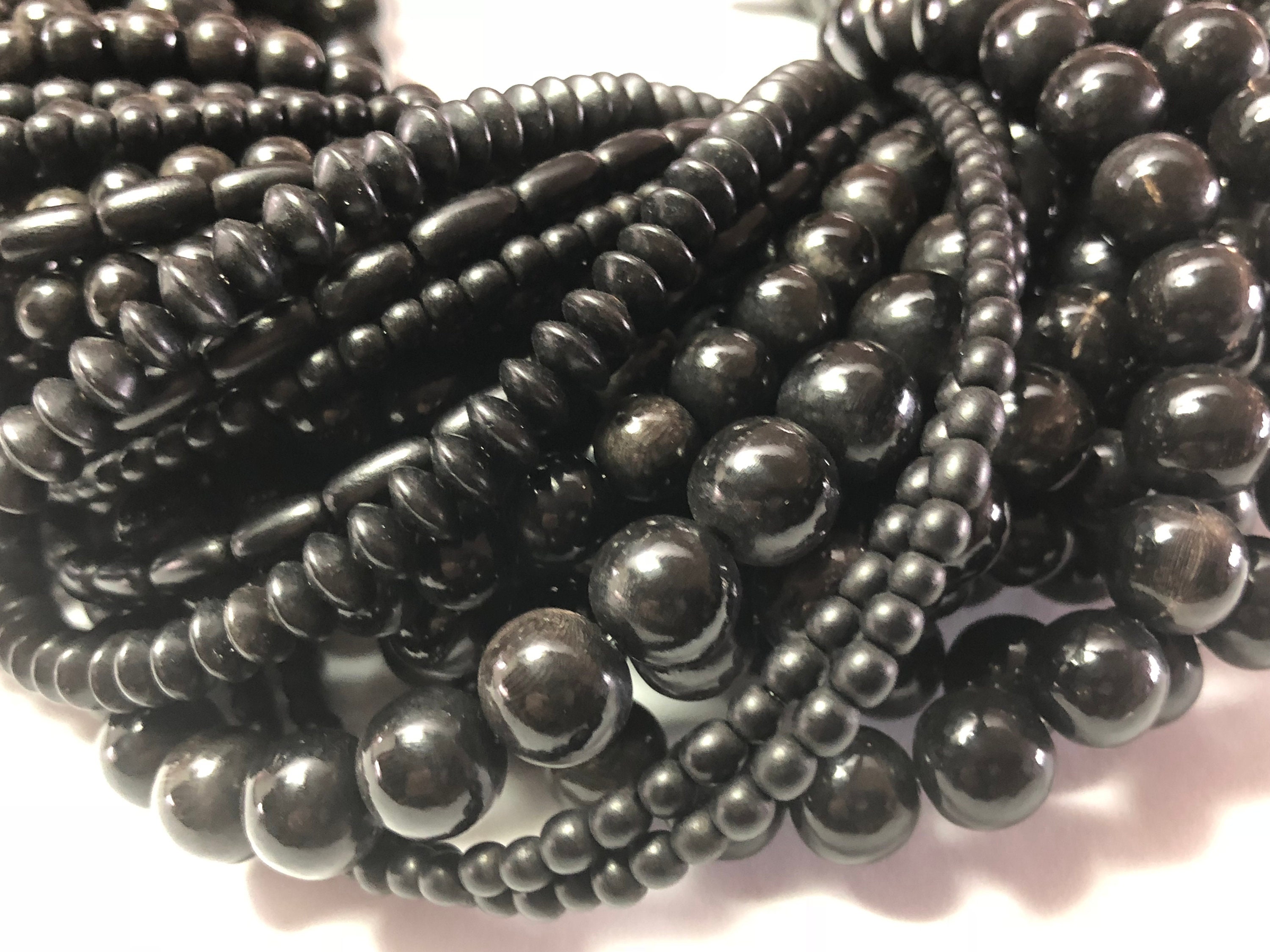 16" Strand of Black Horn Beads. Carabao Horn Beads Hand Made in the ...