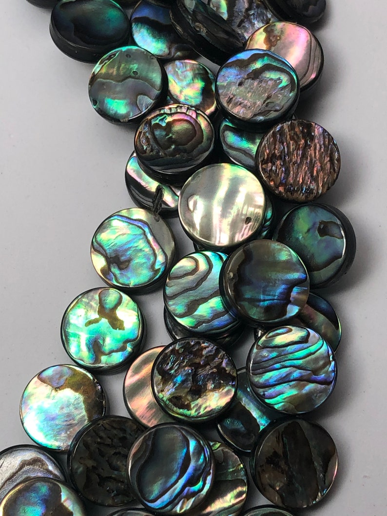 12mm Coin Shaped Abalone Shell Beads. Full 15 strand of | Etsy