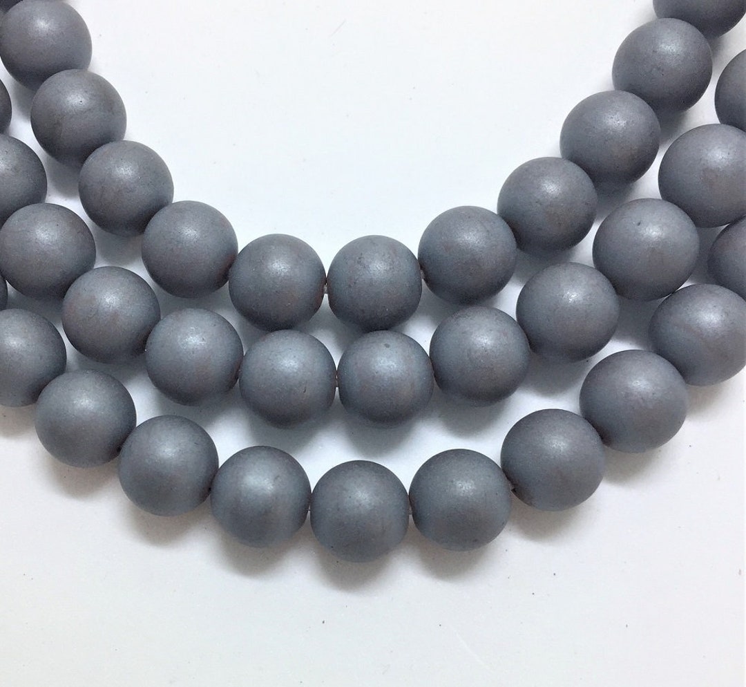 Matte Hematite Gemstone Beads. 8mm Round Beads on 16 Inch Strand. Full ...