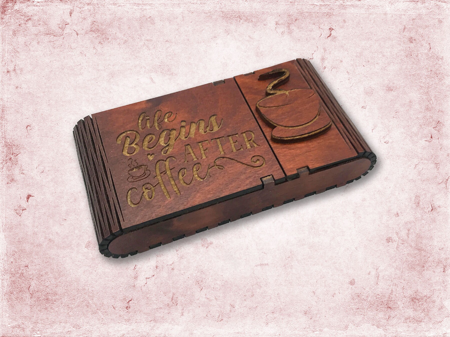 Unique Coffee Gift Box/ Gift Card Holder laser cutting and engraving
