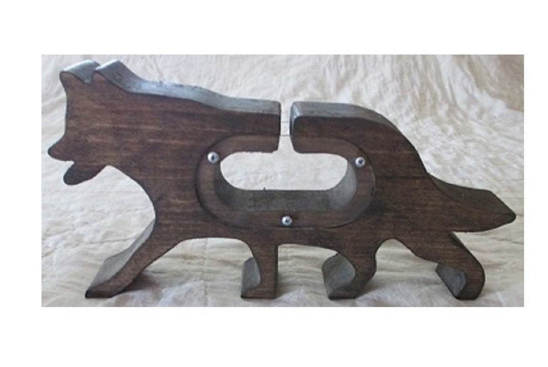 Wooden Wolf Bank - Etsy