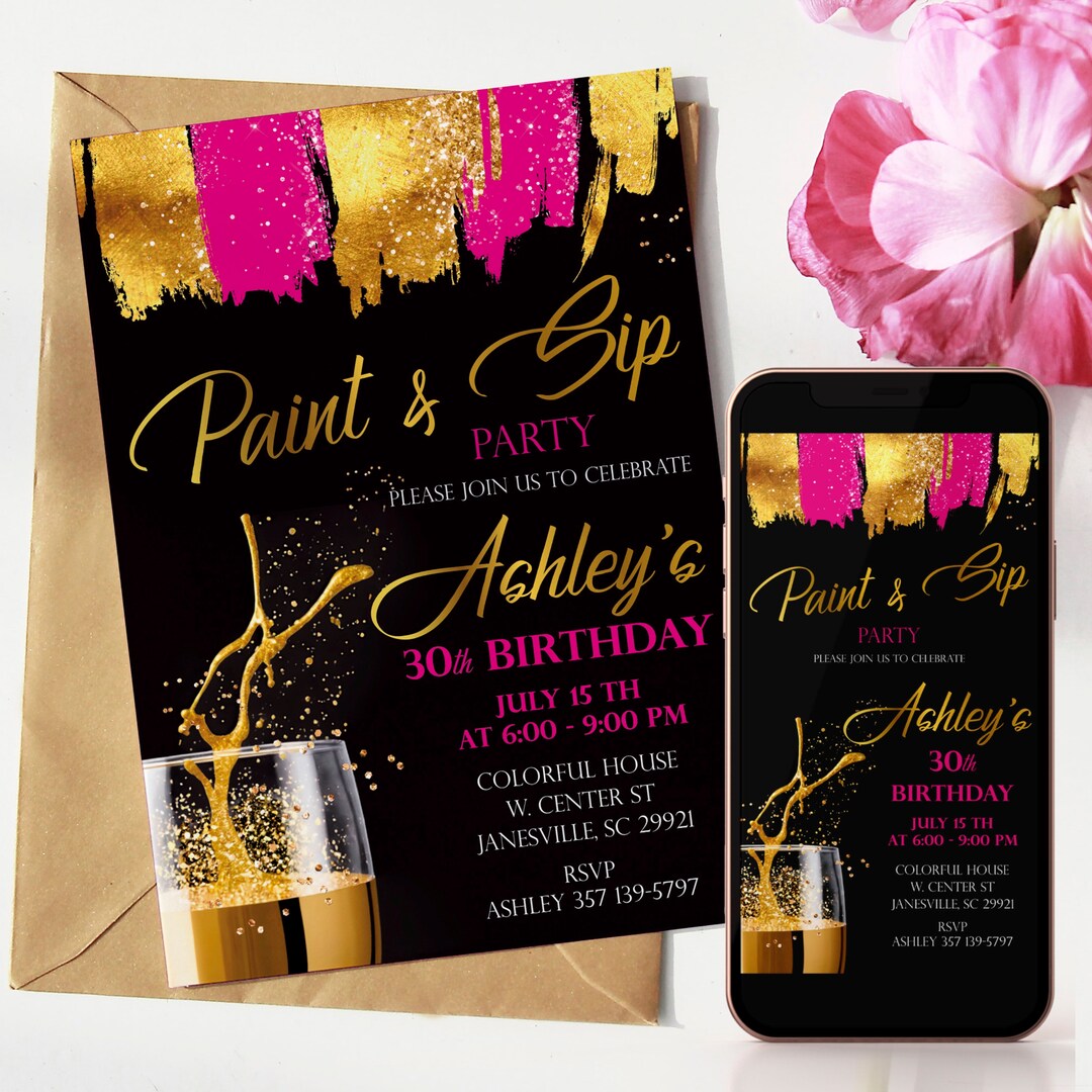 Paint and Sip Invitation, Paint Party Invitation, Paint and Sip ...