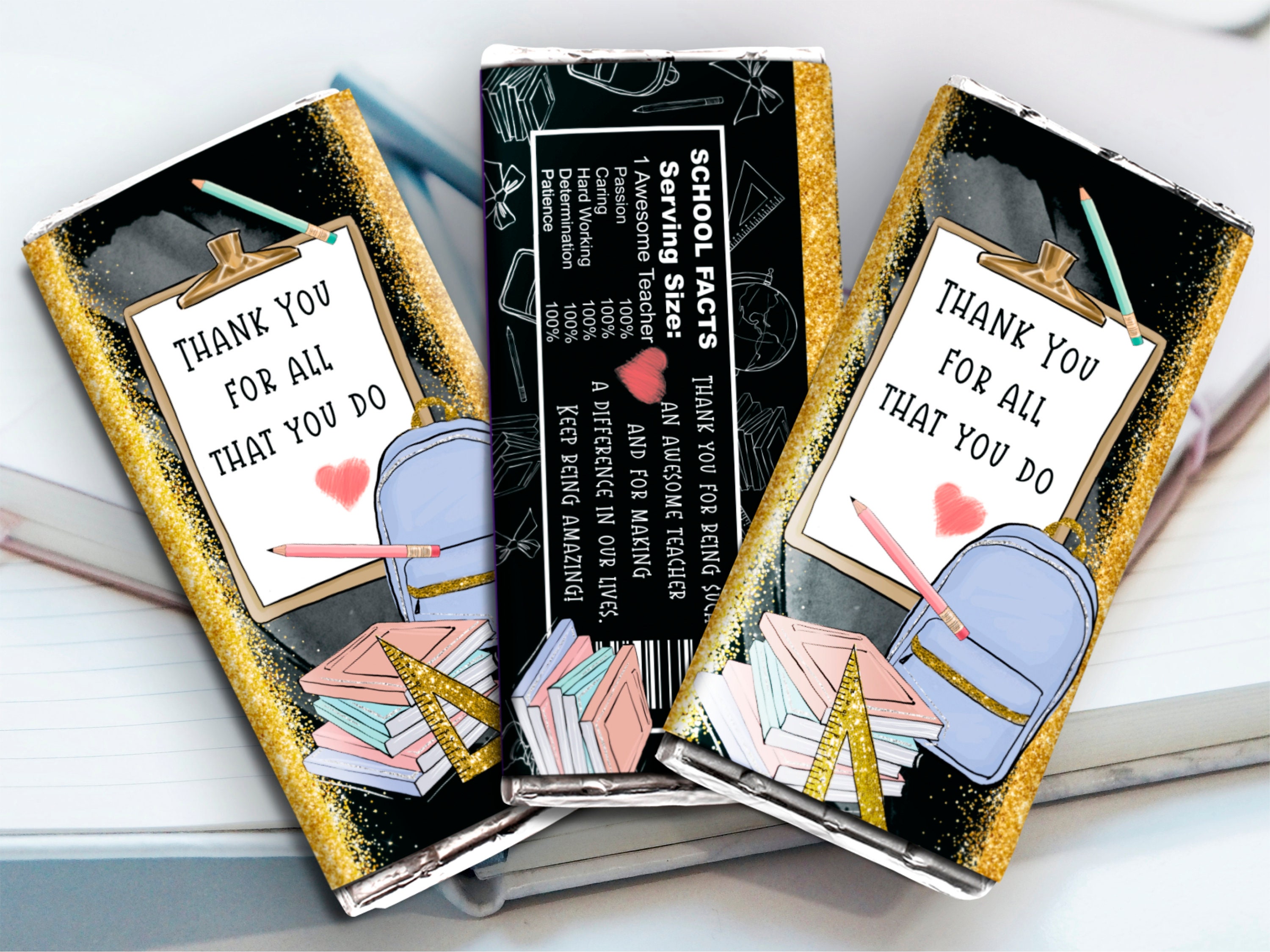 Teacher Appreciation Candy Bar Wrapper: Printable Gift, Chocolate ...