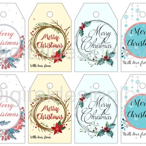 Merry Christmas Tags Printable Christmas Tags Holiday Tags - Etsy