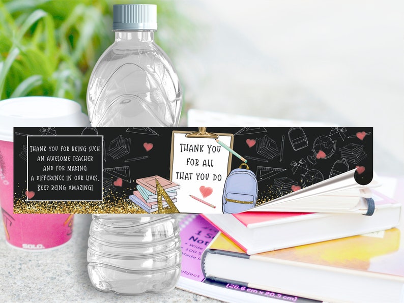 Teacher Appreciation Water Bottle Labels Printable Teacher - Etsy