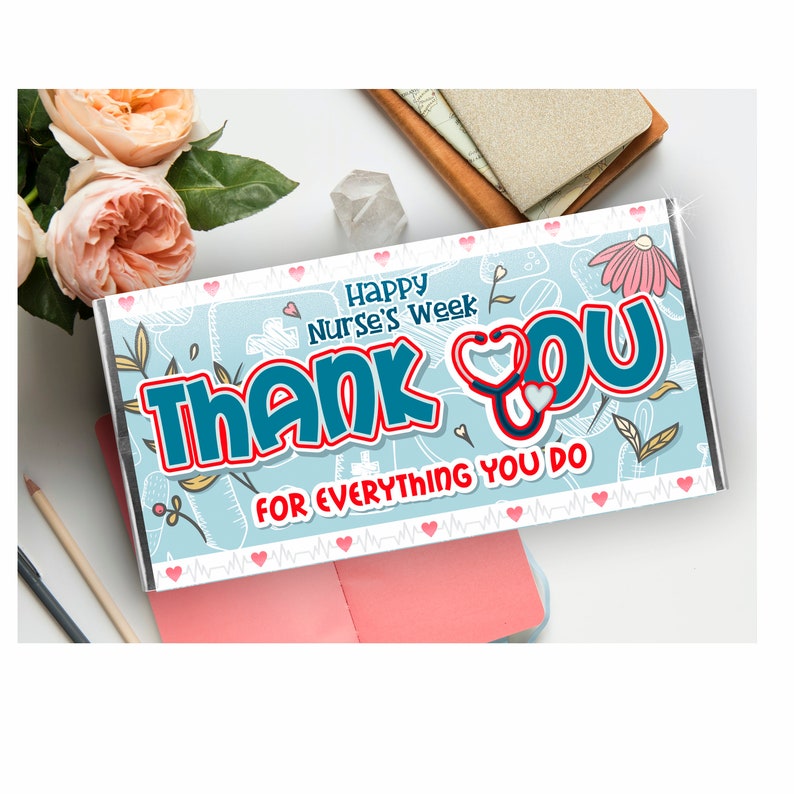 Nurses Week Chocolate Bar Wrapper: Personalized Thank You Gift (digital ...