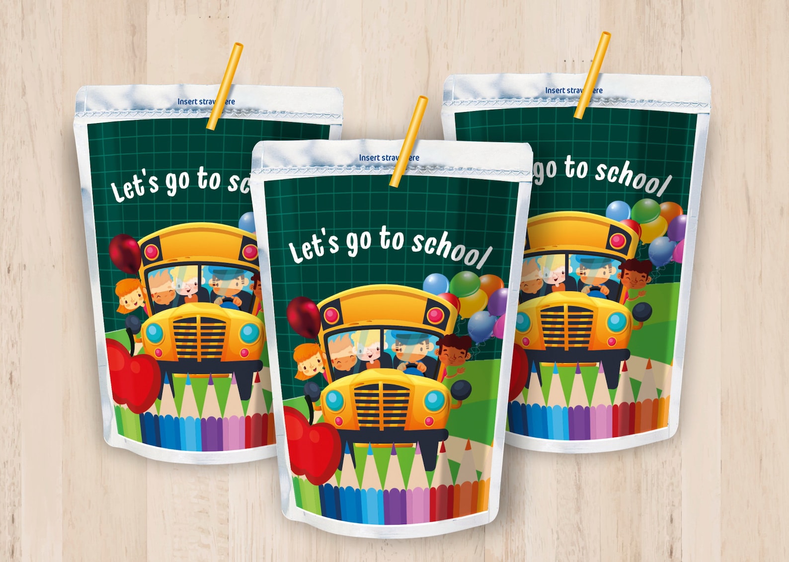 Back to School Juice Pouch School Bus Juice Labels Back to - Etsy