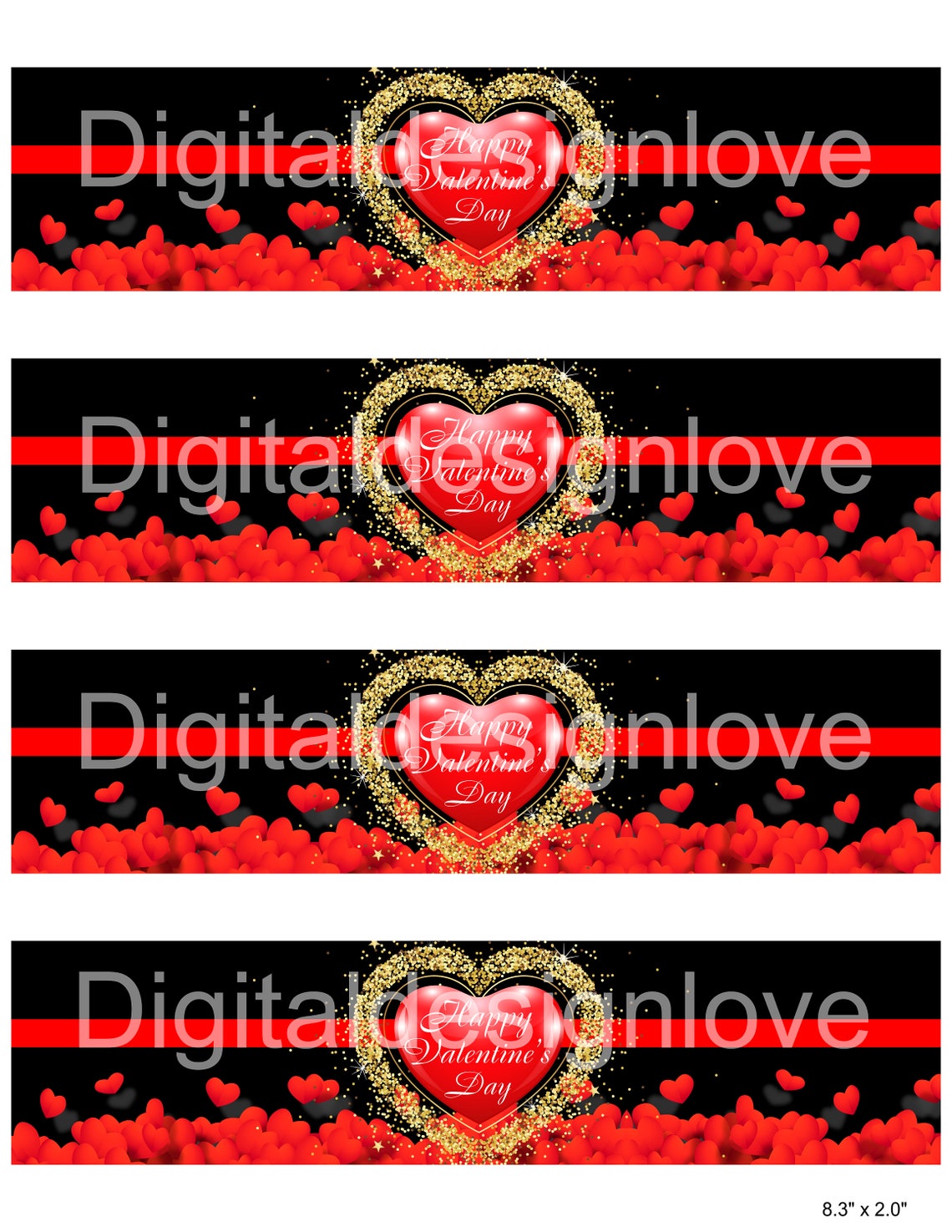 Valentine's Day Water Bottle Label, Happy Valentine's Day Water Bottle ...