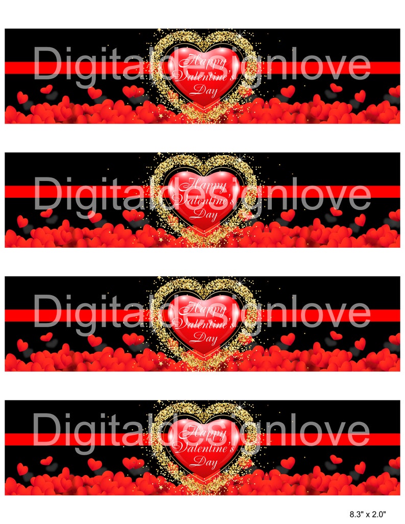 Valentine's Day Water Bottle Label Happy Valentine's | Etsy