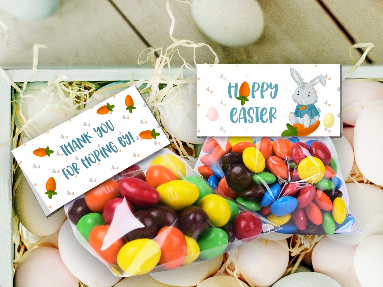 Easter Bunny Treat Bag Toppers, Easter Bunny Favor Bags, Easter Party ...