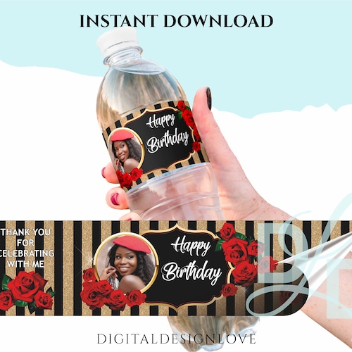 Dripping Red and Black Water Bottle Labels Red Water Bottle - Etsy