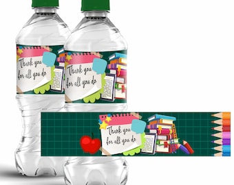 Teacher Appreciation Water Bottle Label, Appreciation Week Water Bottle ...