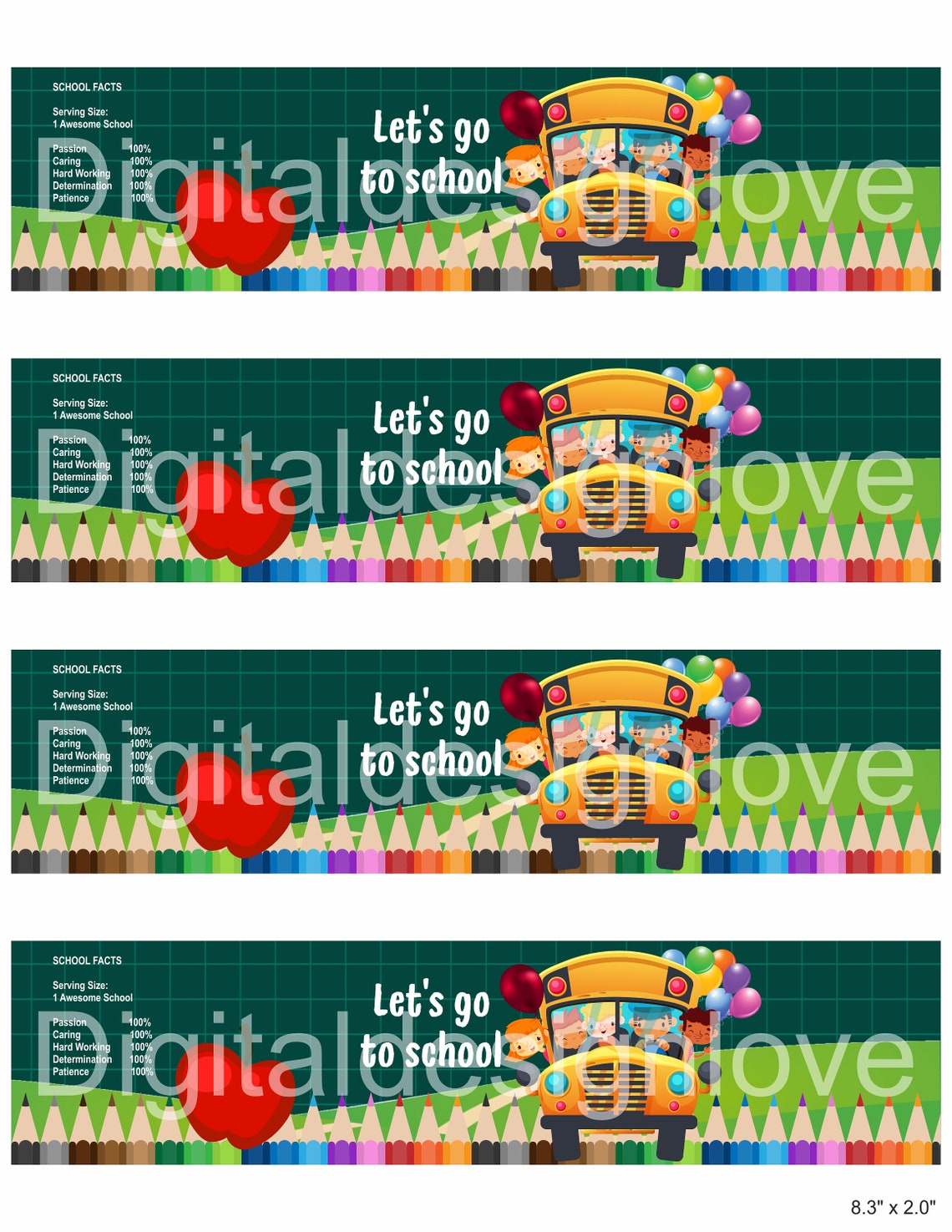 Back to School Water Bottle Label School Bus Water Bottle - Etsy