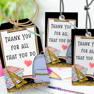 Teacher Appreciation Gift Tags, Teacher Thanks Tags, Teacher ...