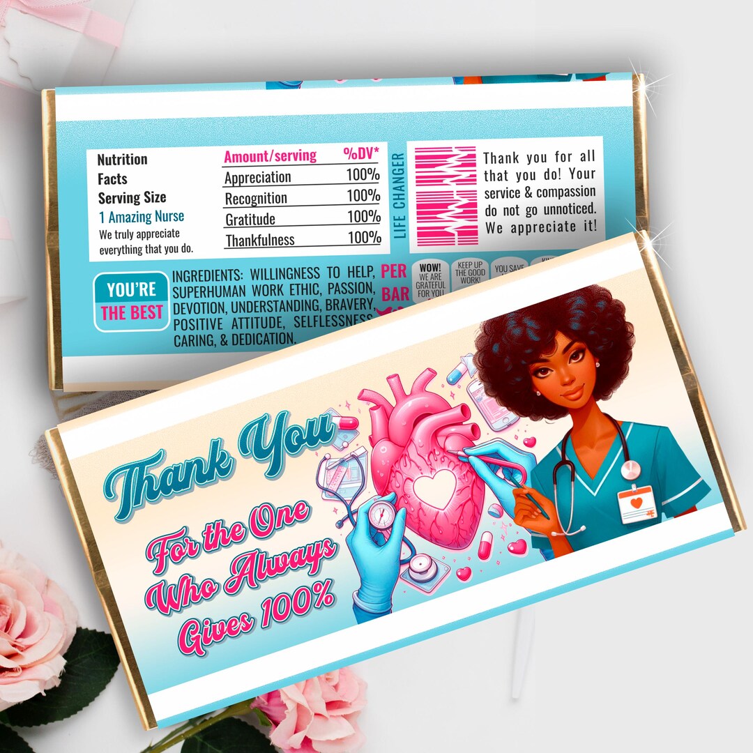 Thank You Nurses Week Gift Candy Bar Wrapper, Happy Nurses Week Candy ...
