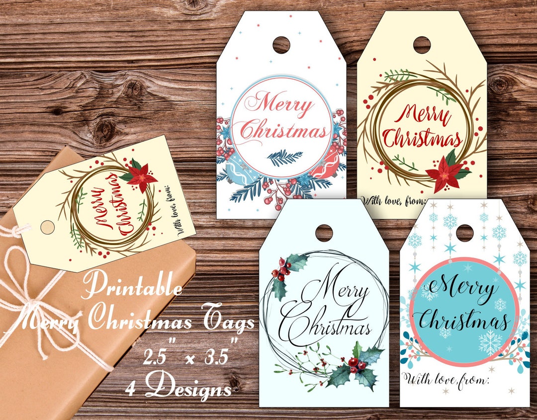 Merry Christmas Tags Printable Christmas Tags Holiday Tags - Etsy