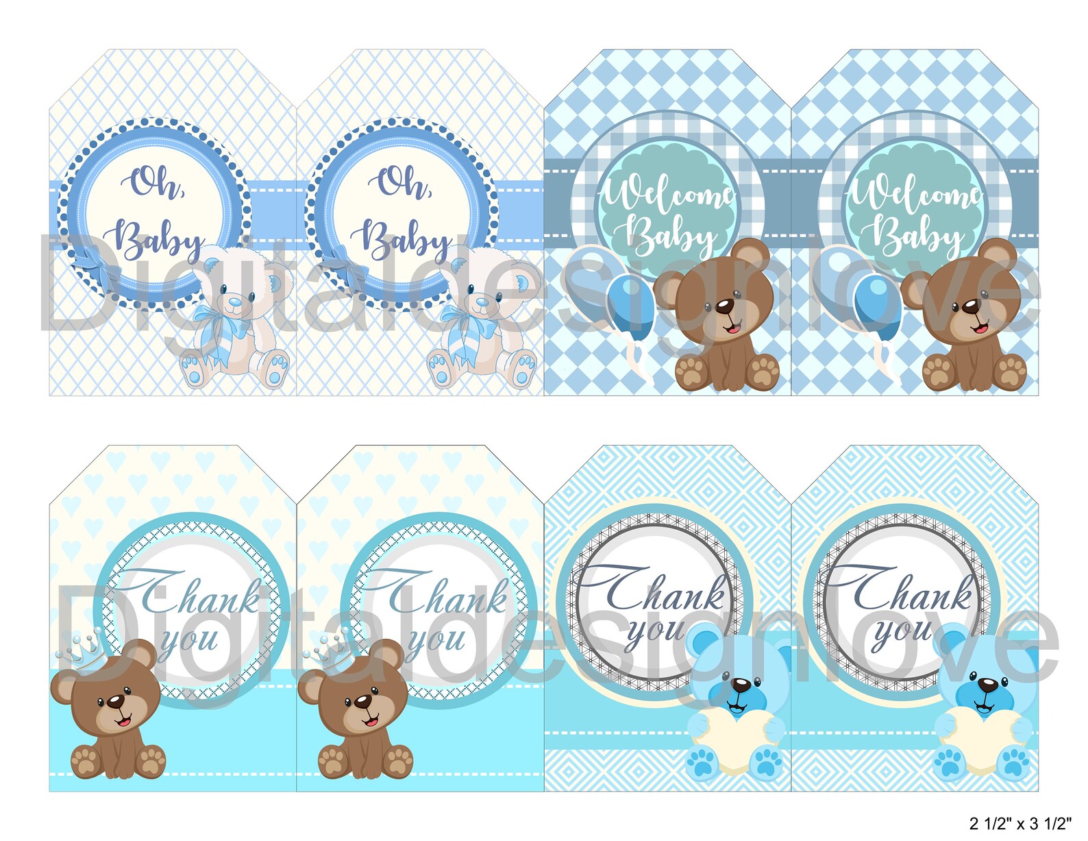 Teddy Bear Tags Teddy Bear Tags Blue Teddy Bear Birthday - Etsy