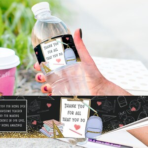 Teacher Appreciation Water Bottle Labels, Printable Teacher ...