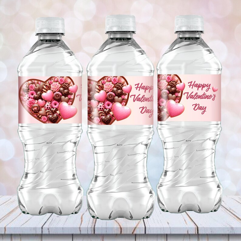 V-day Water Bottle Labels Printable, Valentines Day Labels, Pink ...