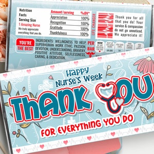 Nurses Week Chocolate Bar Wrapper: Personalized Thank You Gift (digital ...