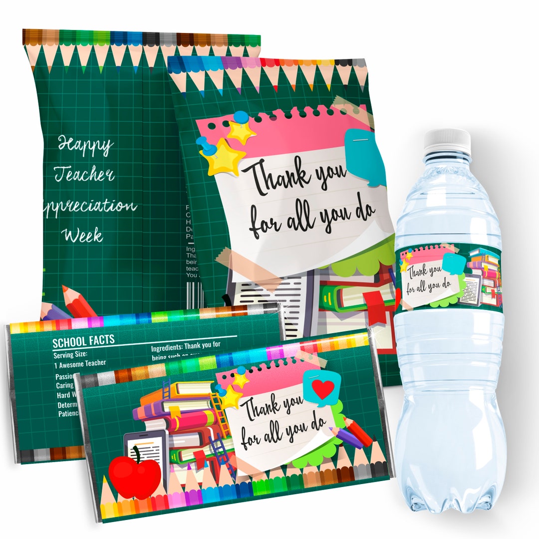 Teacher Appreciation Bundle, Teacher Appreciation Chips, Water Labels ...